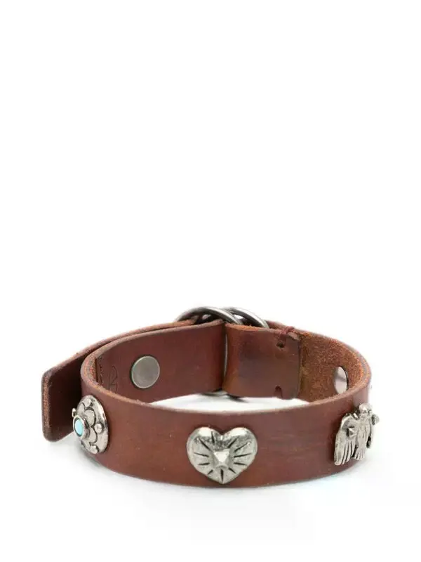 Valentino Garavani Charm-embellished Leather Bracelet - Brown
