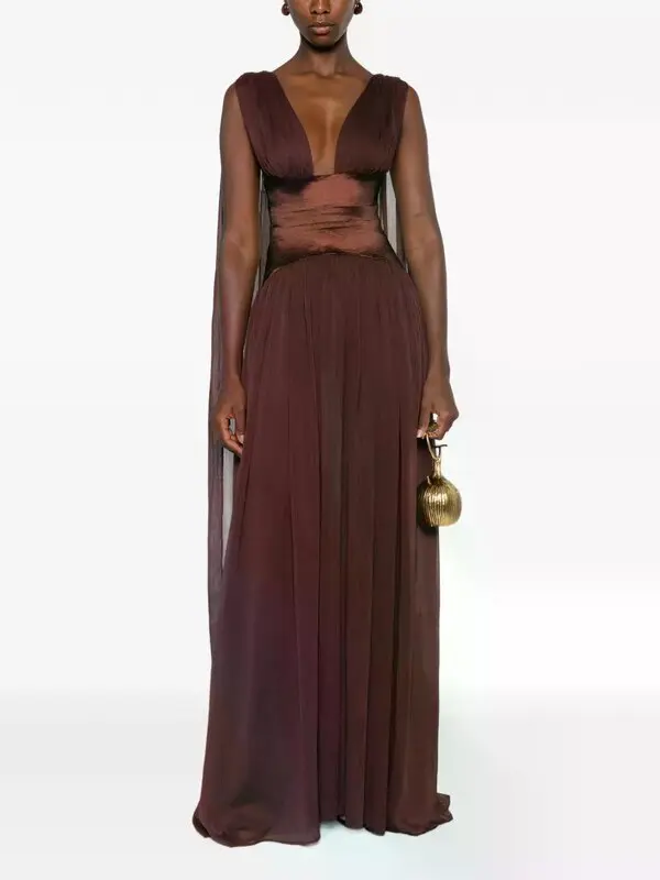 Arcina Ori Ramona Draped-panel Maxi Dress - Brown