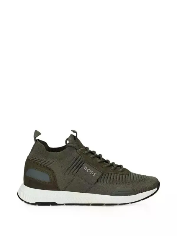 BOSS Ribbed Knit Lace-up Sneakers