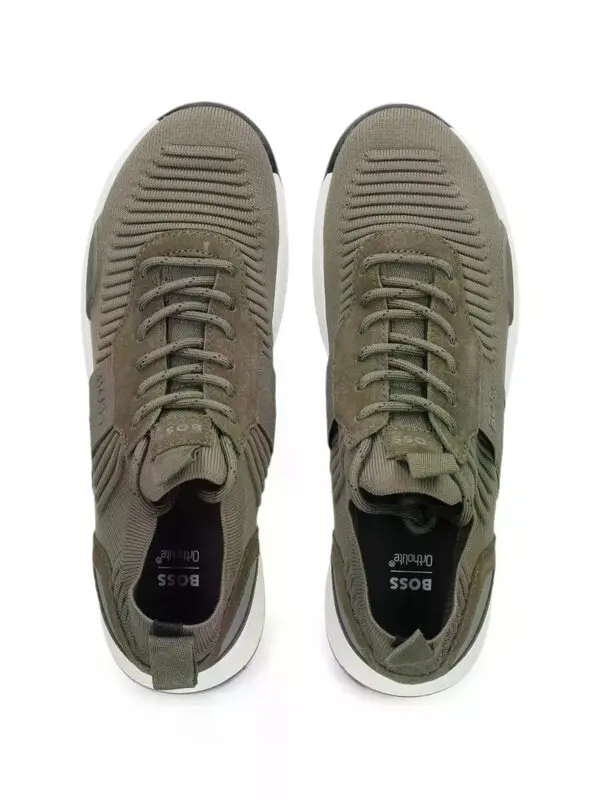 BOSS Ribbed Knit Lace-up Sneakers