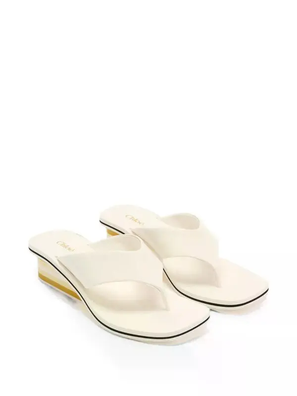 Chloé Striped Wedge-heel Flip-flops