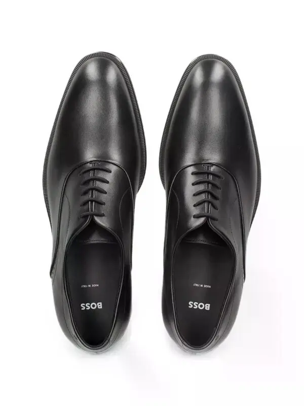 BOSS Leather Oxford Shoes With Perforated Details And Lace-up Fastening