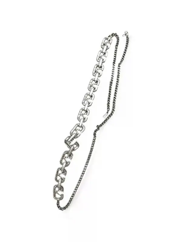 Valentino Garavani Vlogo Signature Crystal Embellished Chain Belt - Silver