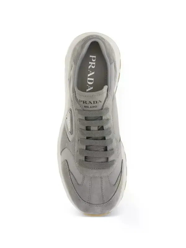 Prada Logo-plaque Suede-panelled Sneakers