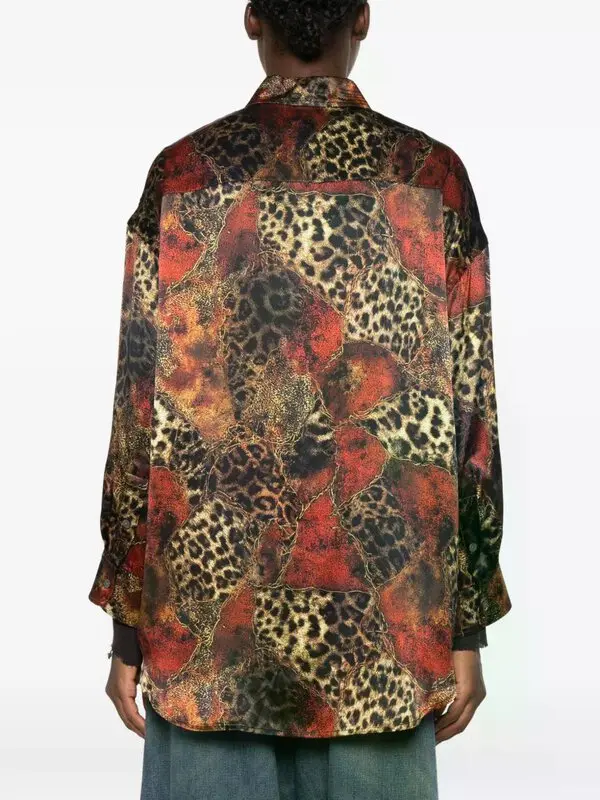 R13 Leopard Print Silk Button-down Shirt