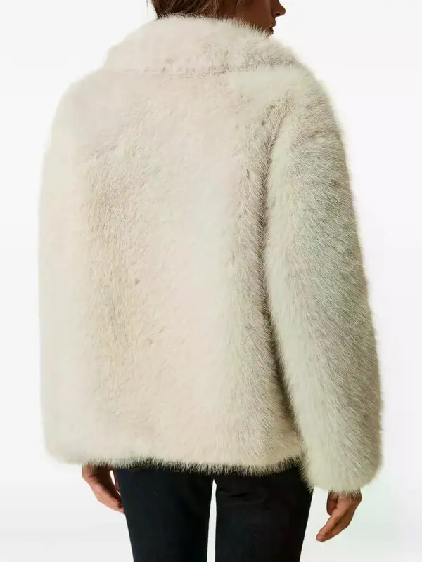 TWINSET Short Faux Fur Coat With Large Lapels