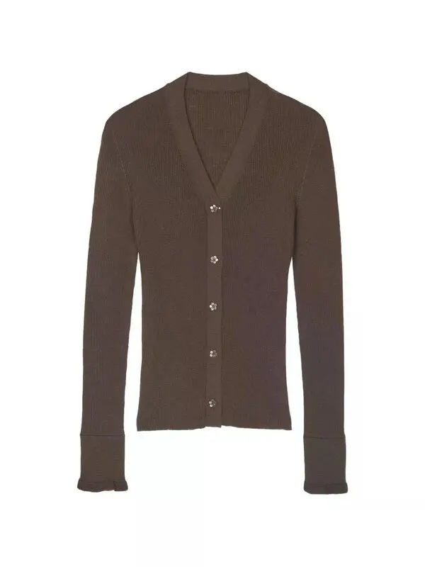 Cecilie Bahnsen Folke" Ribbed Cardigan With Flower Buttons