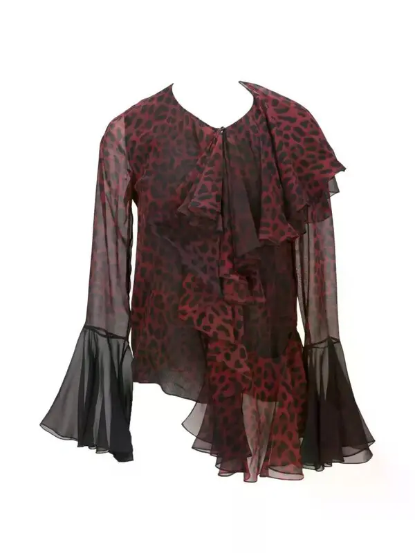 TOM FORD Leopard-print Ruffled Blouse