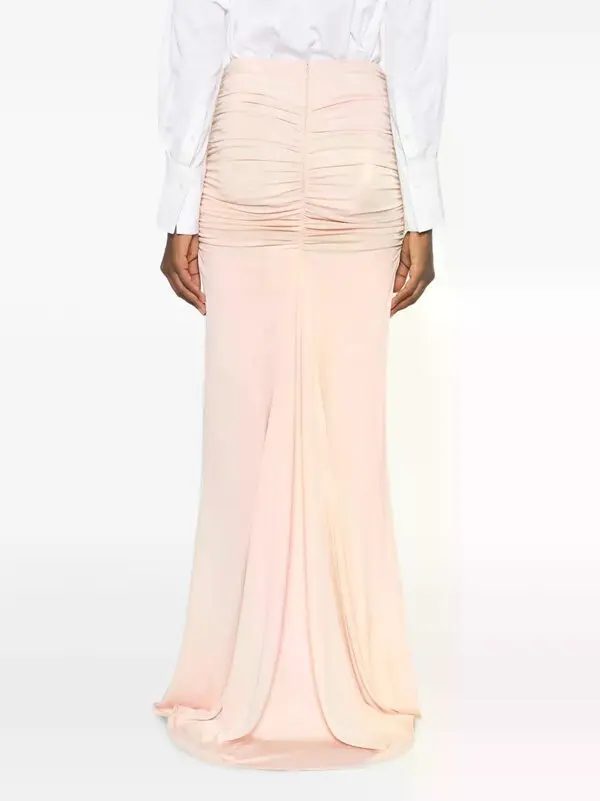 Elisabetta Franchi Ruched Asymmetric Skirt With Logo Plaque