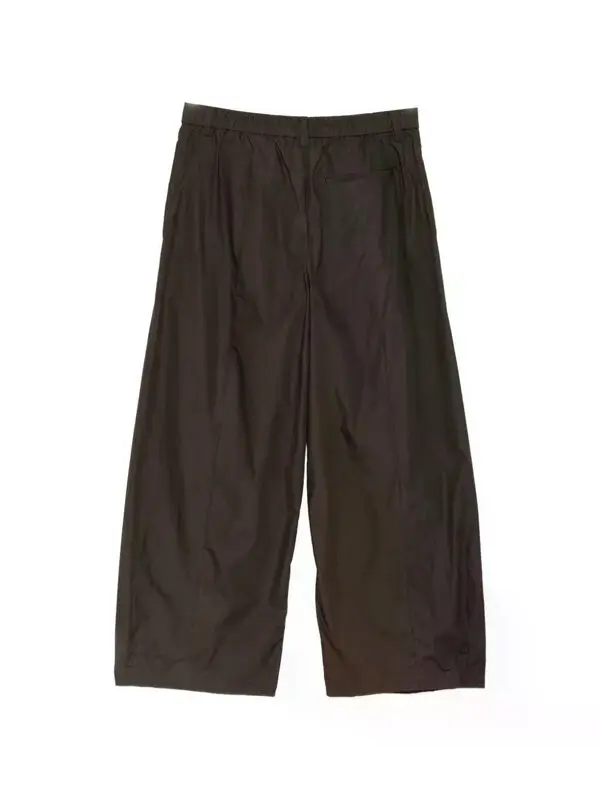 CROQUIS Curved-leg Poplin Trousers - Brown