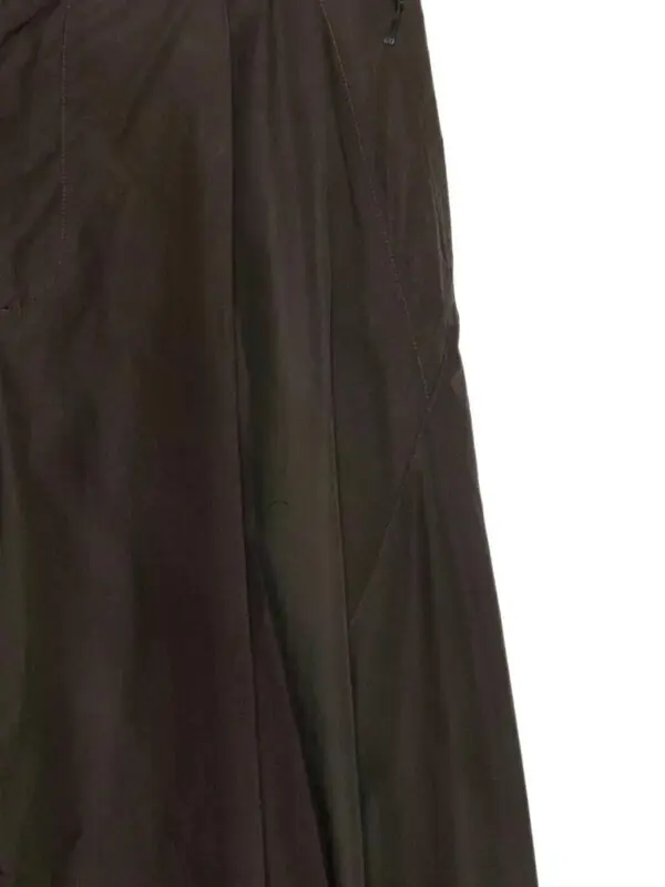 CROQUIS Curved-leg Poplin Trousers - Brown