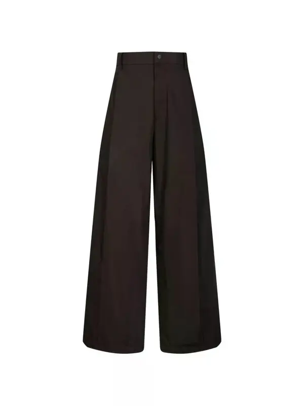 CROQUIS Curved-leg Poplin Trousers - Brown