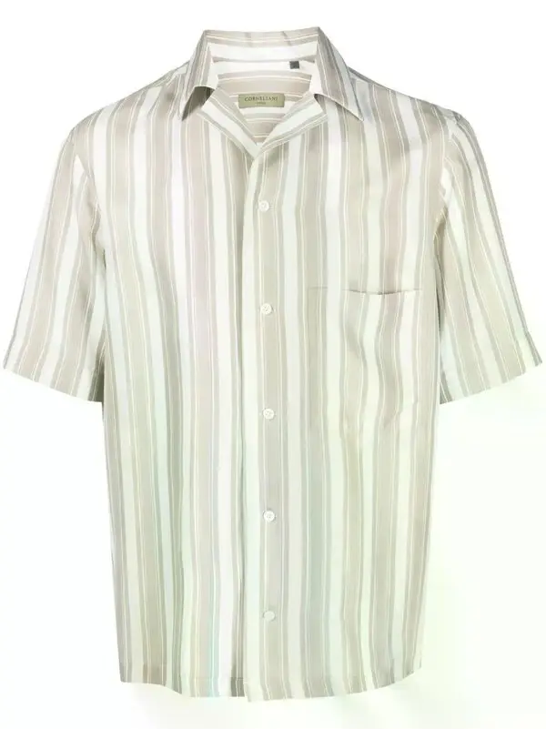 Corneliani Stripe-print Short-sleeved Shirt
