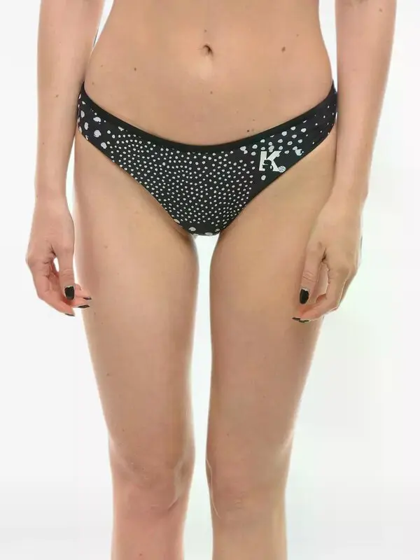 Karl Lagerfeld Logo-print Polka-dot Bikini Briefs - Black