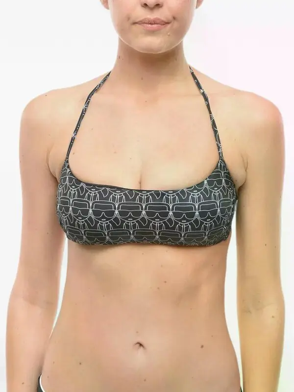 Karl Lagerfeld Halterneck Logo-print Bikini Top