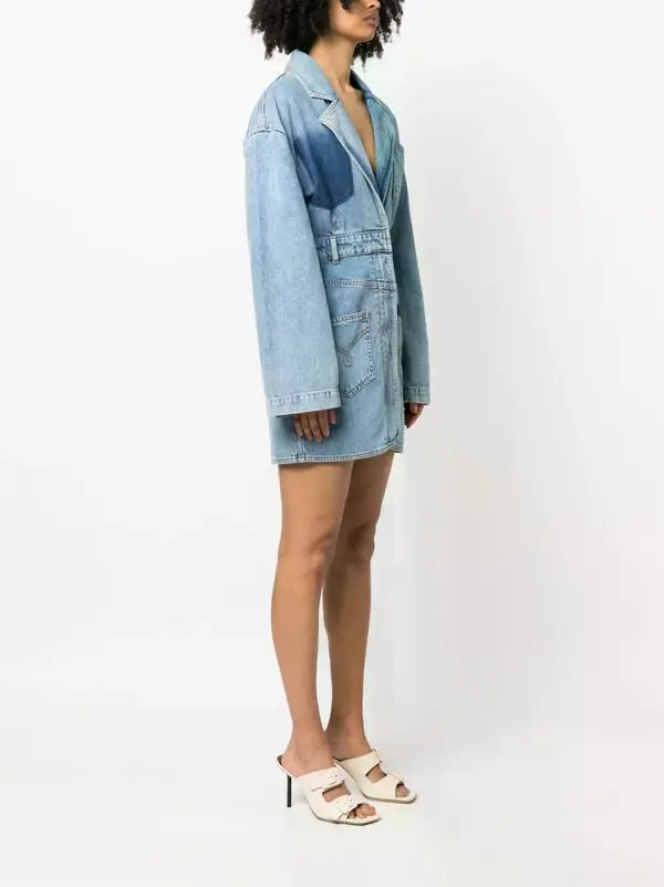 Moschino Notched-lapel Denim Mini Dress