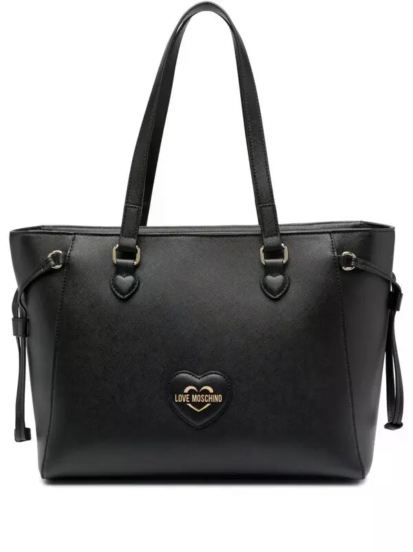 Moschino Logo-plaque Textured Tote Bag - Black