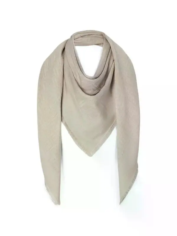 Fendi Ff Logo Frayed Scarf - Neutrals
