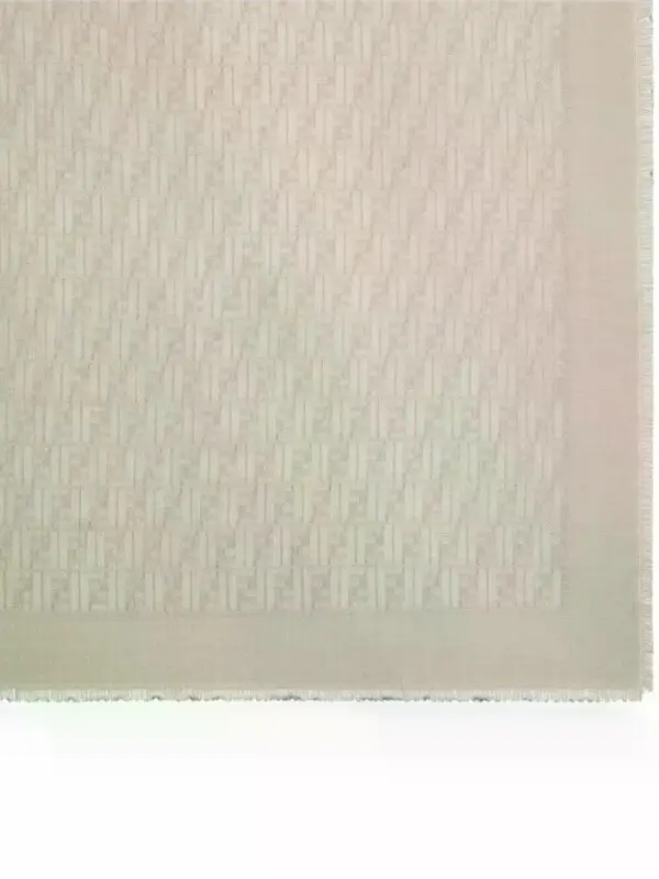 Fendi Ff Logo Frayed Scarf