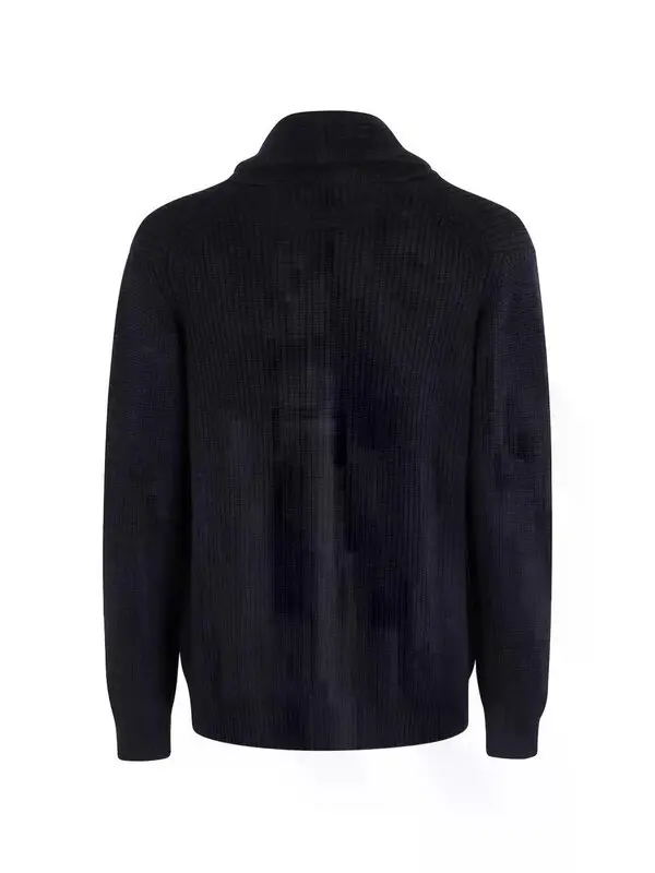 DRUMOHR Ribbed Knit Shawl Collar Cardigan - Blue