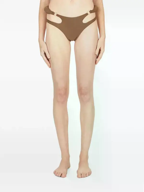 ENTIRE STUDIOS Padded Strap Cut-out Bikini Bottoms - Brown
