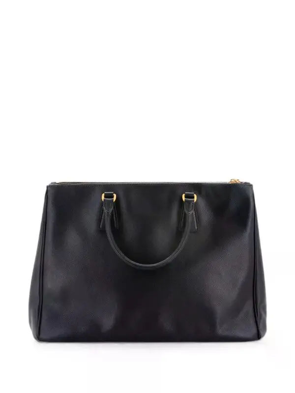 Prada Double Zip Lux Saffiano Leather Large Tote Bag - Black
