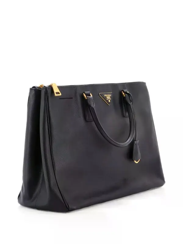 Prada Double Zip Lux Saffiano Leather Large Tote Bag - Black