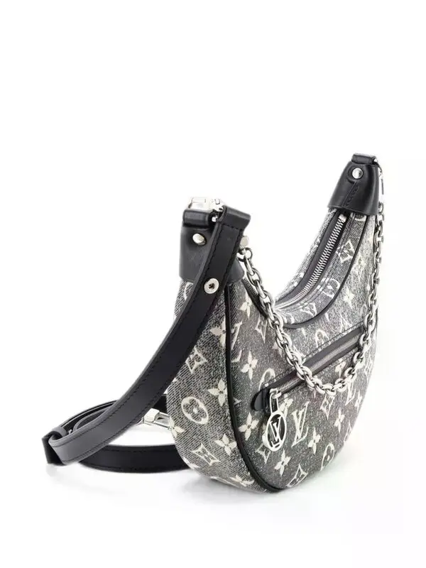 LOUIS VUITTON Loop Handbag Monogram Jacquard Denim Hobo Bag - Black