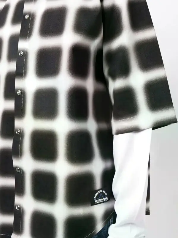 COUNTY OF MILAN Blurred Windowpane-print Shirt