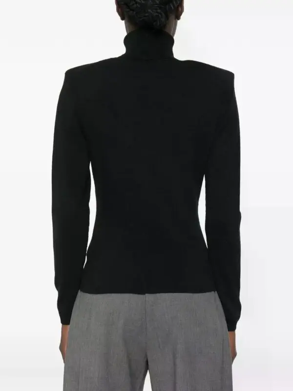 ALLUDE Padded Shoulder Turtleneck Sweater