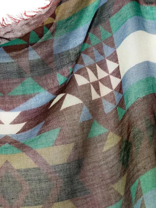 Valentino Garavani Geometric-pattern Frayed Scarf