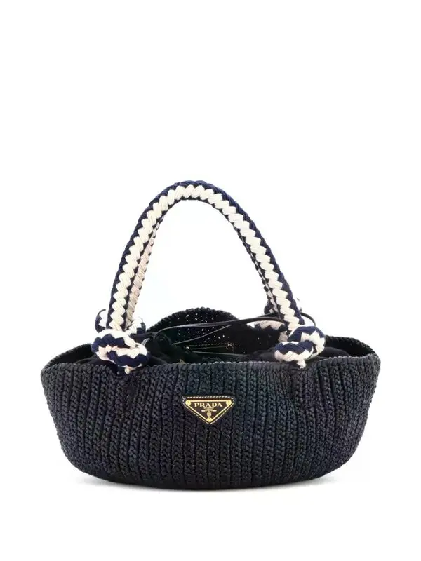 Prada Small Crochet Raffia Tote Bag - Blue