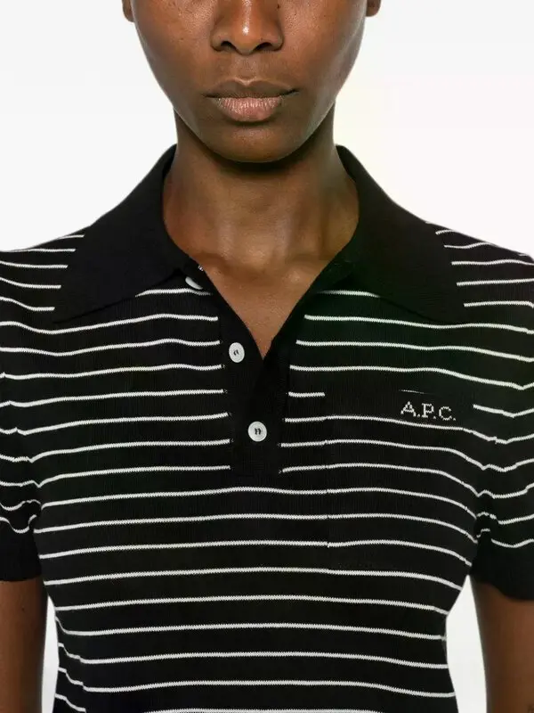 A.p.c. Striped Knit Polo Shirt