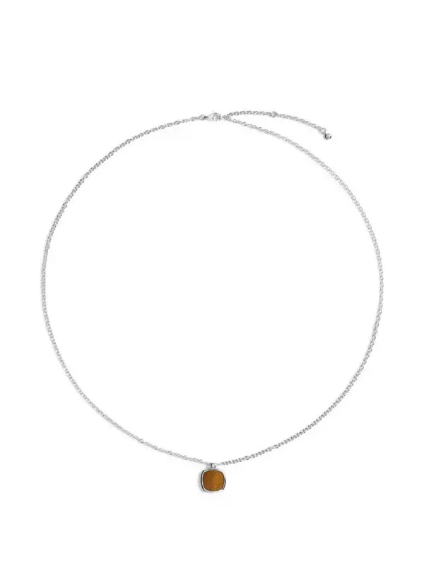 Monica Vinader Tiger's Eye Square Pendant Necklace - Silver