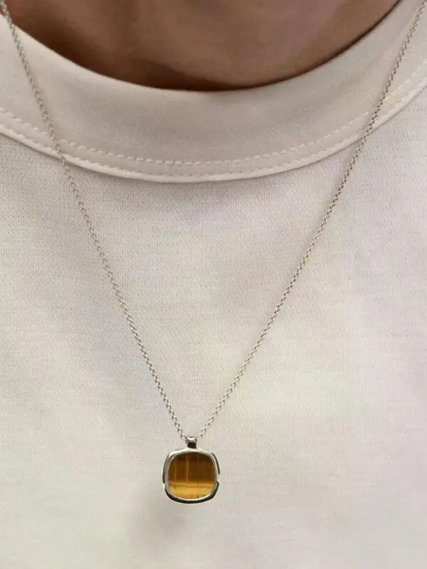 Monica Vinader Tiger's Eye Square Pendant Necklace