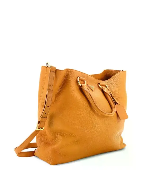 Prada Vitello Daino Convertible Shopper Tote Bag - Yellow