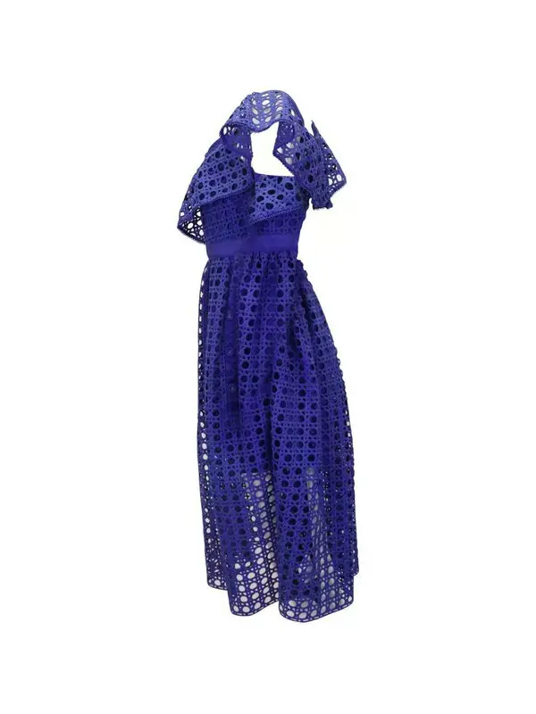 SELF-PORTRAIT One-shoulder Ruffled Crochet Lace Midi Dress