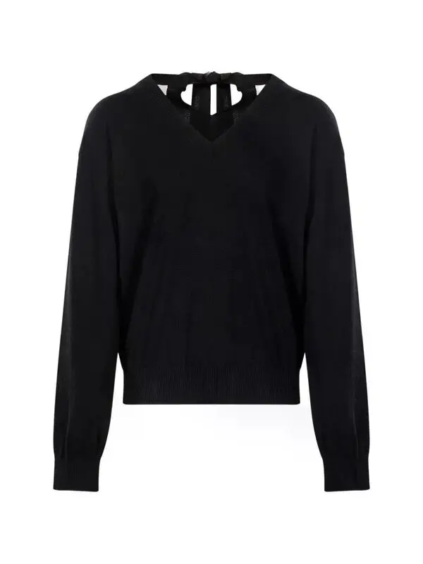LANVIN Bow-detail V-neck Sweater