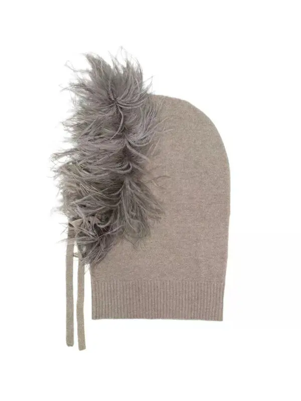 P.a.r.o.s.h Feather-embellished Beanie - Grey