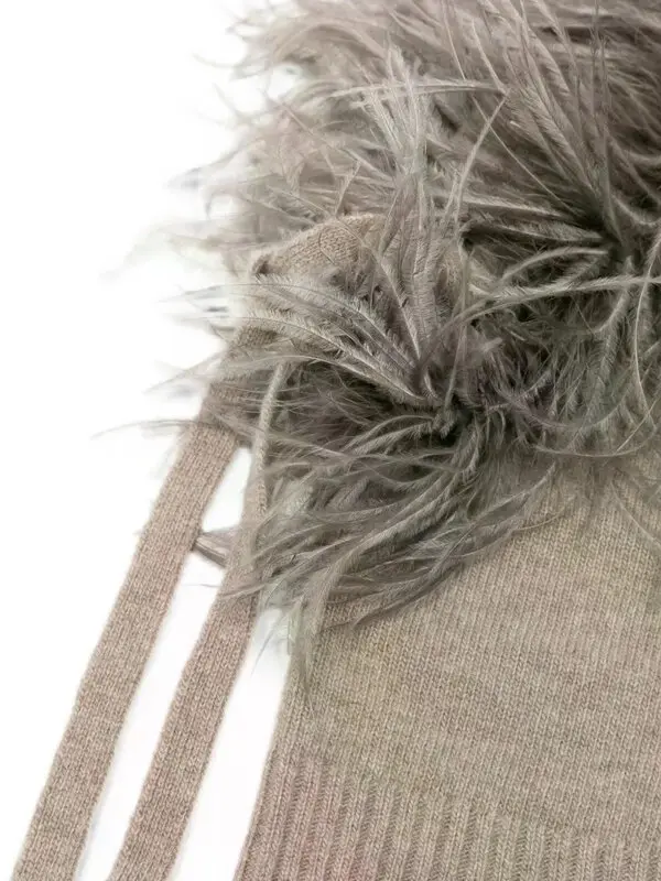 P.a.r.o.s.h Feather Embellished Wool Beanie