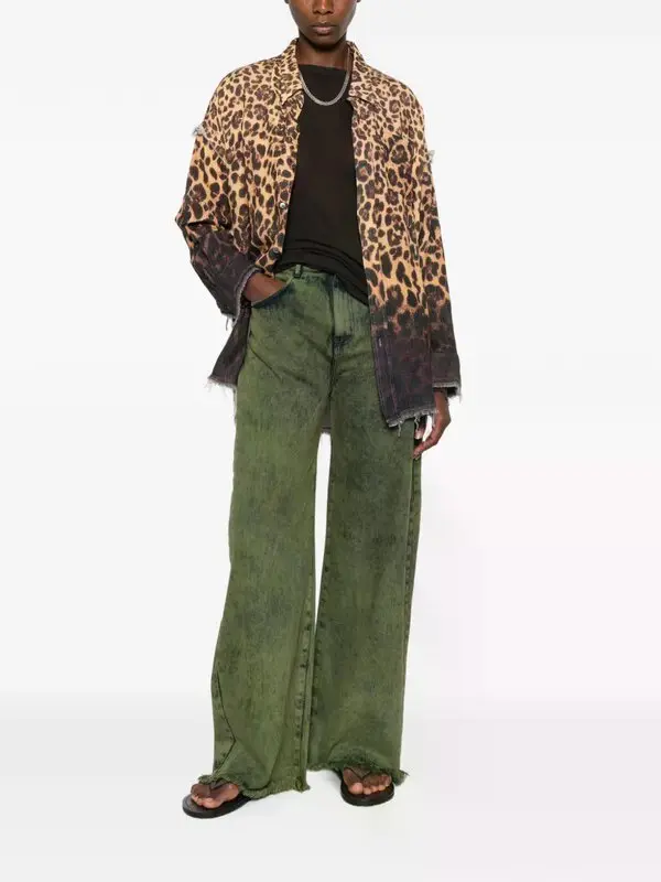 R13 Leopard-print Frayed Cotton Shirt