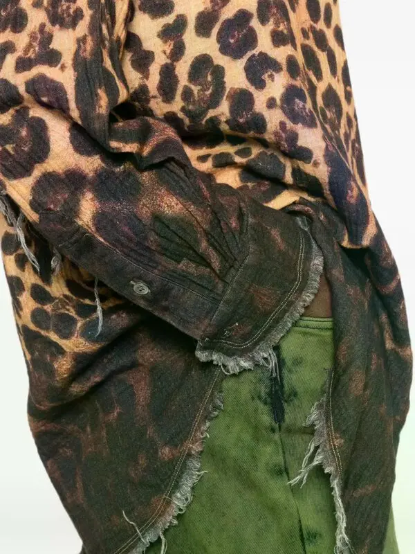 R13 Leopard-print Frayed Cotton Shirt