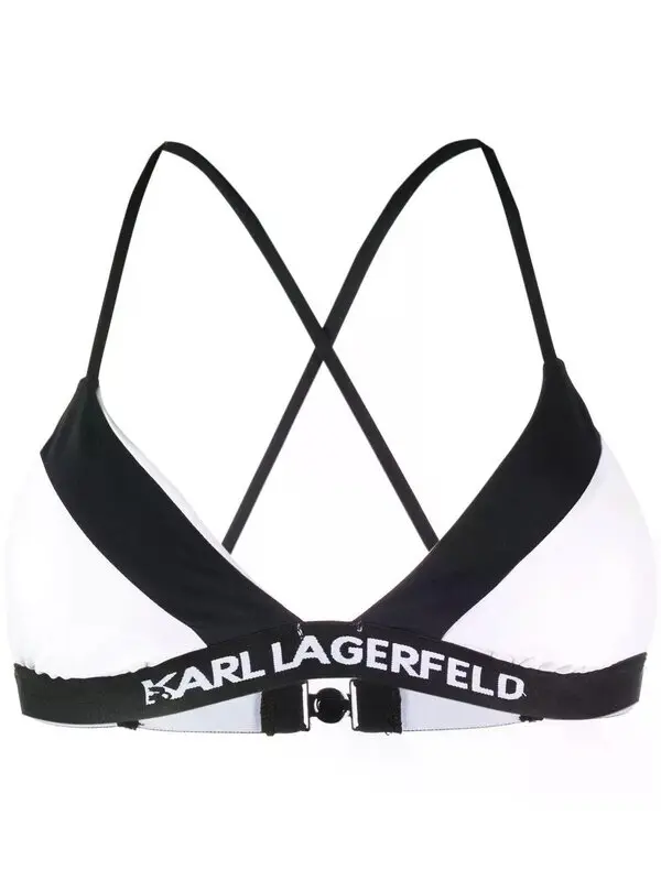 Karl Lagerfeld Logo Trim Triangle Bikini Top