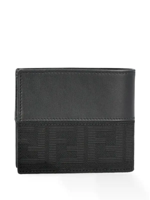 Fendi Ff Zucca Jacquard And Leather Bi-fold Wallet