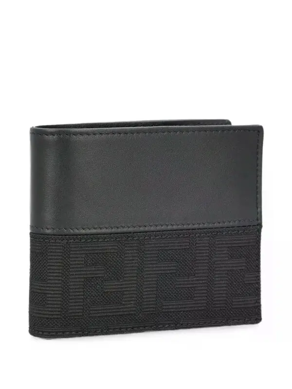 Fendi Ff Zucca Jacquard And Leather Bi-fold Wallet