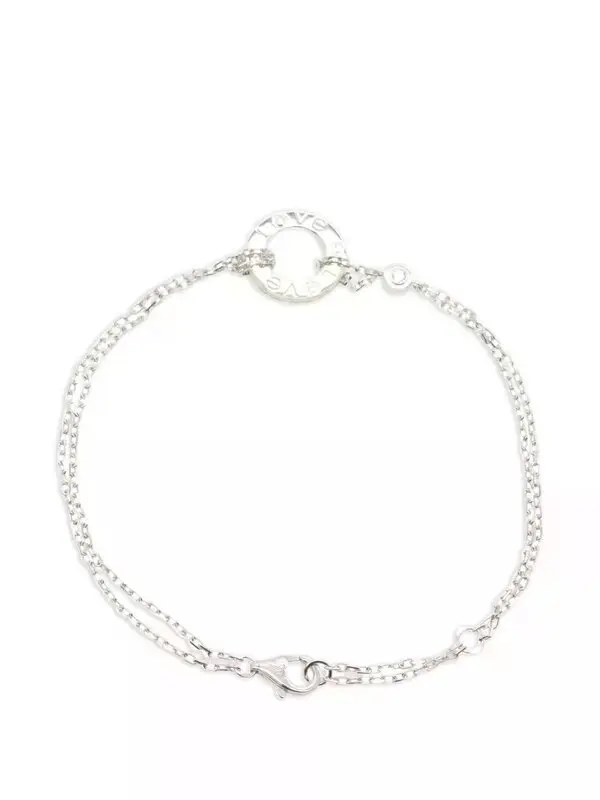 Cartier 18k White Gold Diamond Love Circle Double Chain Bracelet