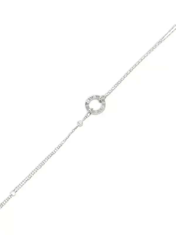 Cartier 18k White Gold Diamond Love Circle Double Chain Bracelet