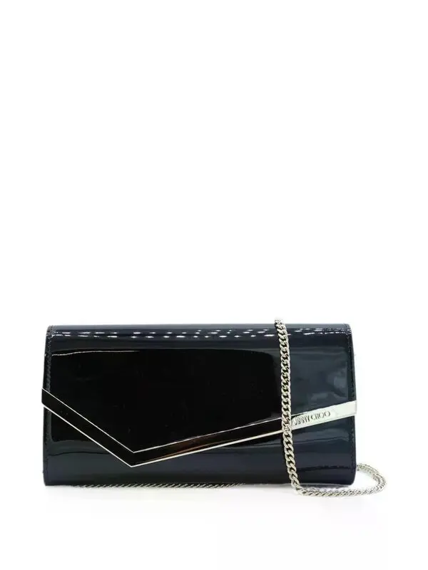 JIMMY CHOO Patent Leather Clutch With Chain Strap - Black