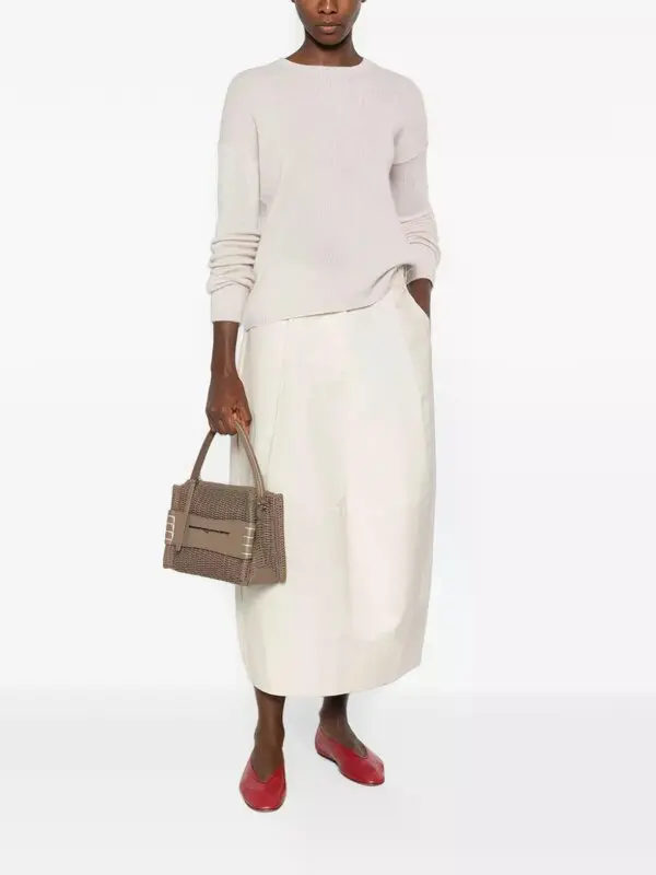 ALLUDE Ribbed-knit Drop-shoulder Cashmere Sweater - Neutrals