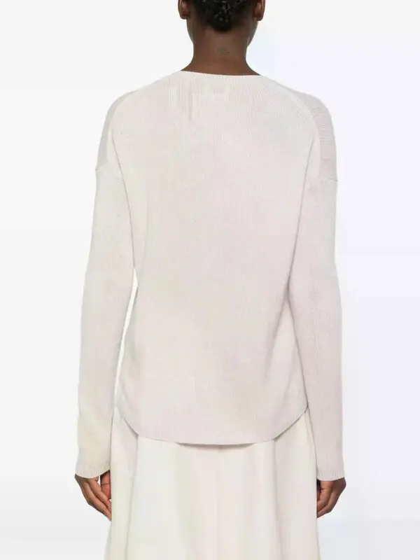 ALLUDE Ribbed-knit Drop-shoulder Cashmere Sweater - Neutrals